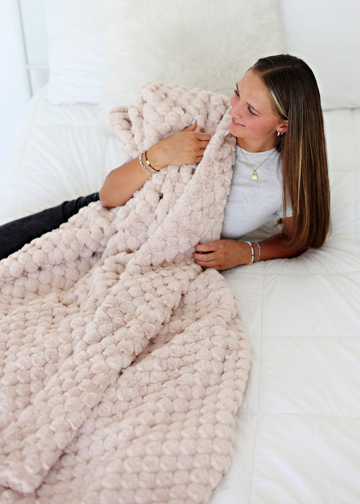Belgian Waffle Oatmeal Plush Blanket | Minky Couture