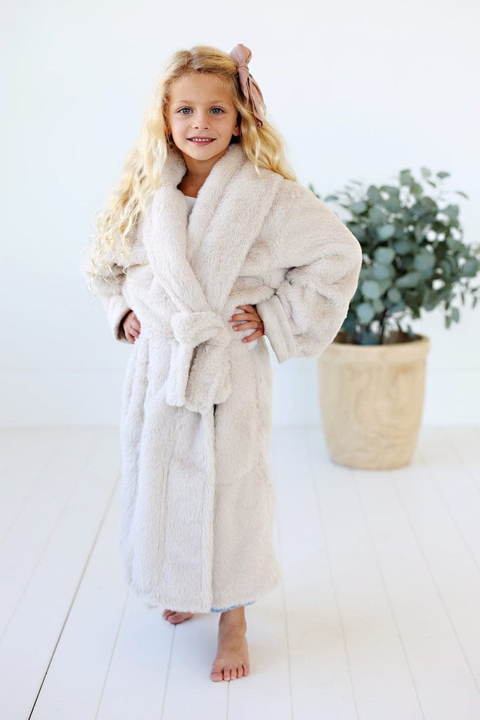 Kids Cream Robe | Minky Couture