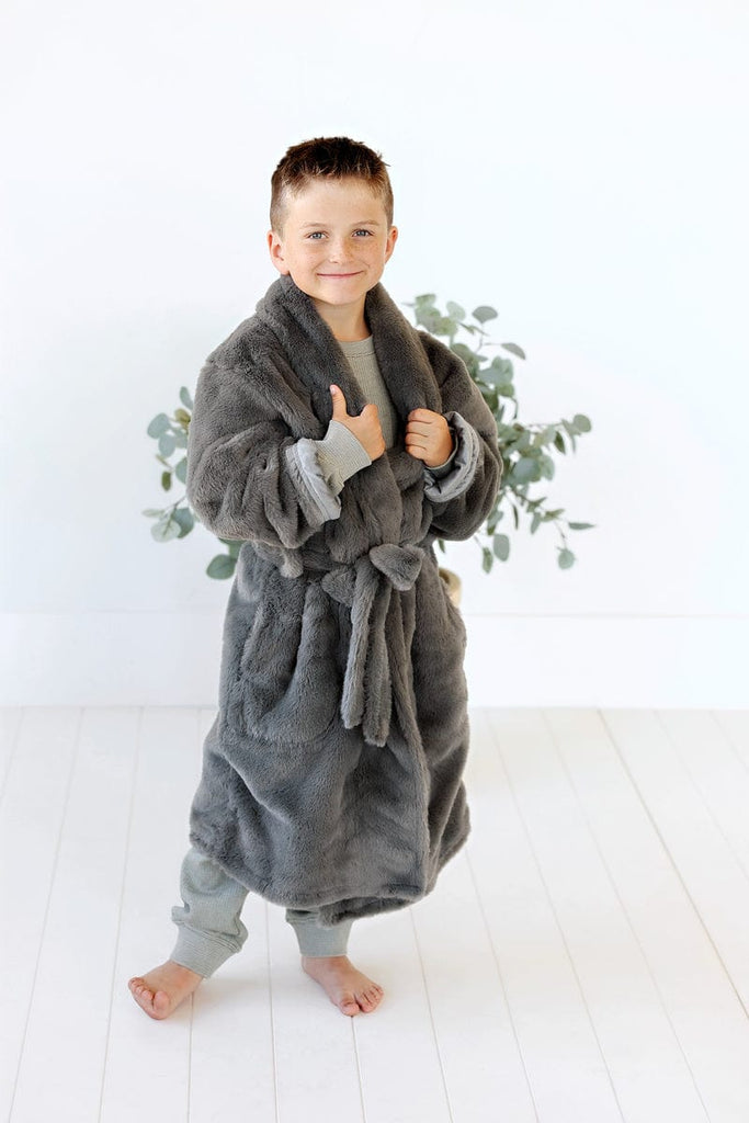 Kids Charcoal Robe | Minky Couture