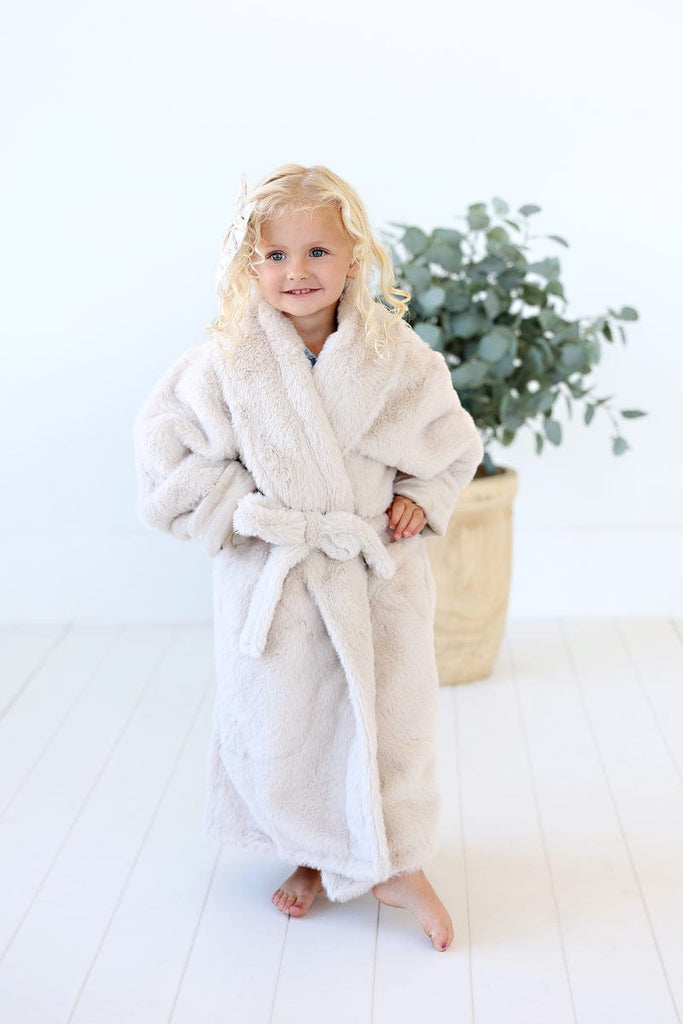 Kids Cream Robe | Minky Couture