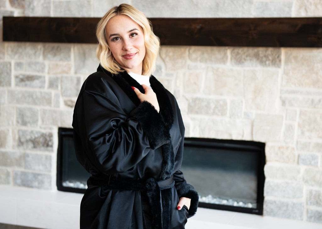 Satin Black Robe | Minky Couture