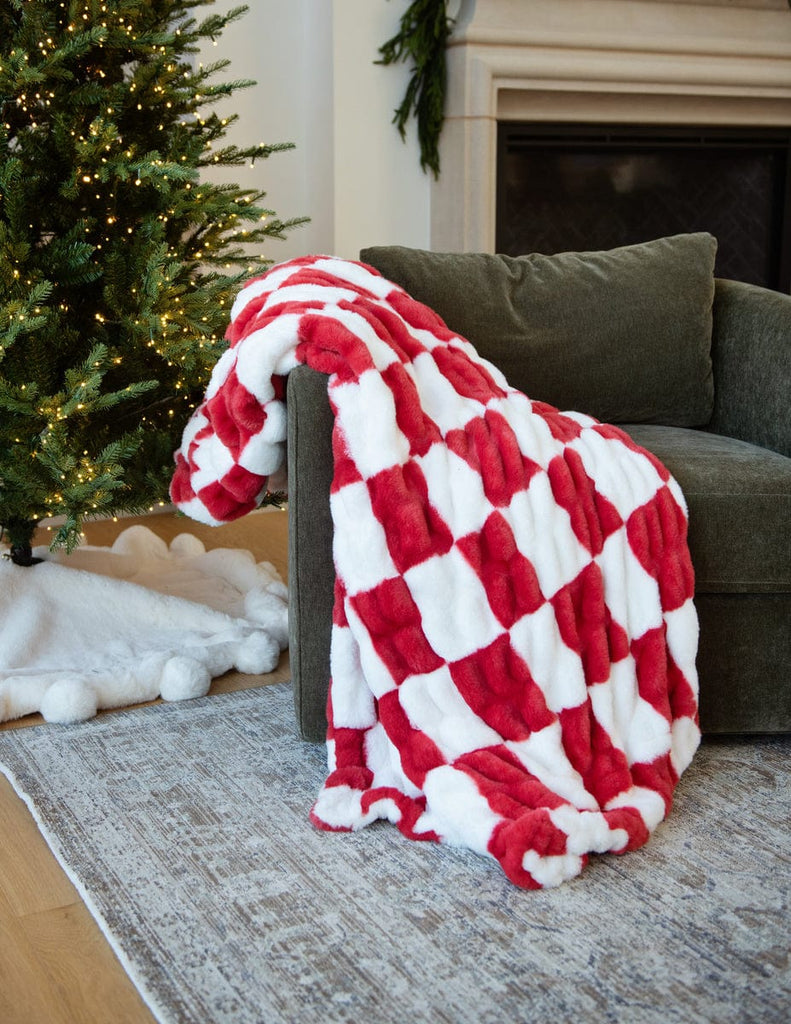 Hugs Check Red Plush Blanket | Minky Couture