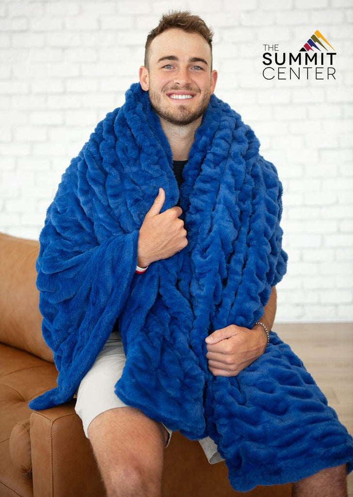Hugs Buffalo Blue Plush Blanket | Minky Couture