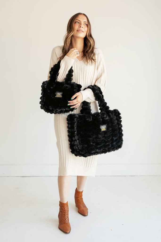 Annie Bag - Ripple Black Plush Handbag | Minky Couture