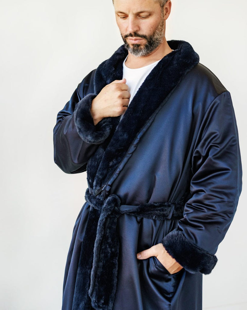 Satin Navy Robe | Minky Couture